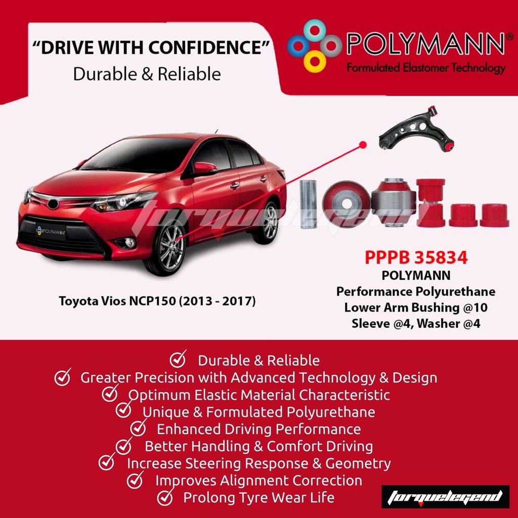 Polymann Toyota Vios NCP150 Performance Lower Arm PU/Stabilizer ...