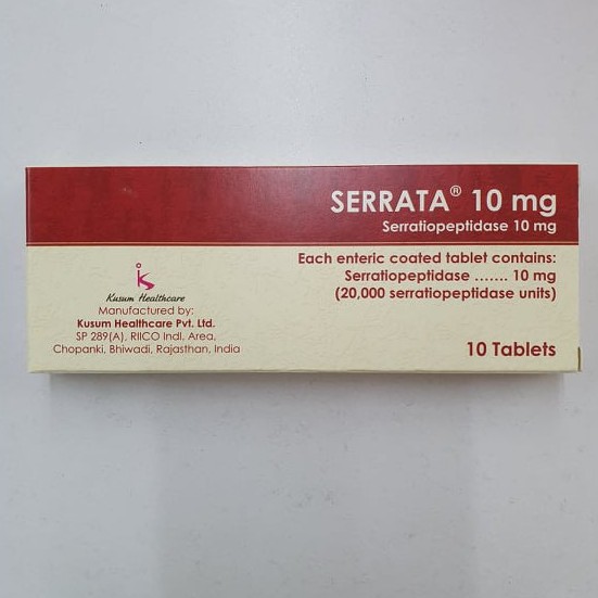 Serrata 10MG ( 20,000 units serratiopeptidase ) Enteric Coated Tablets ...