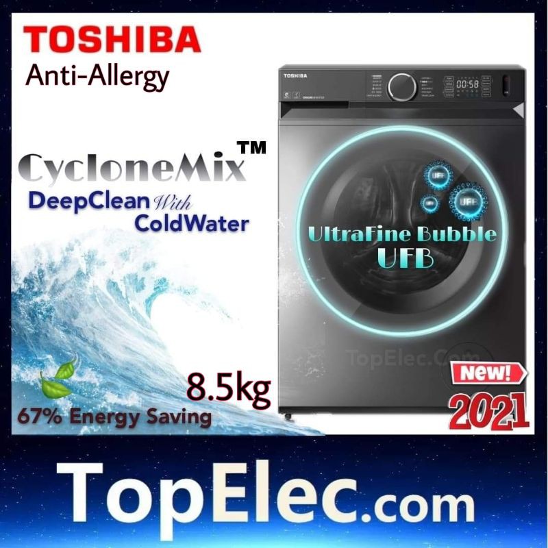 TOSHIBA WASHER TW-BK115GF4M(SK) TW-BK95GF4M(SK) 8.5KG 9.5 KG 10.5 KG FRONT LOAD WASHER INVERTER ...