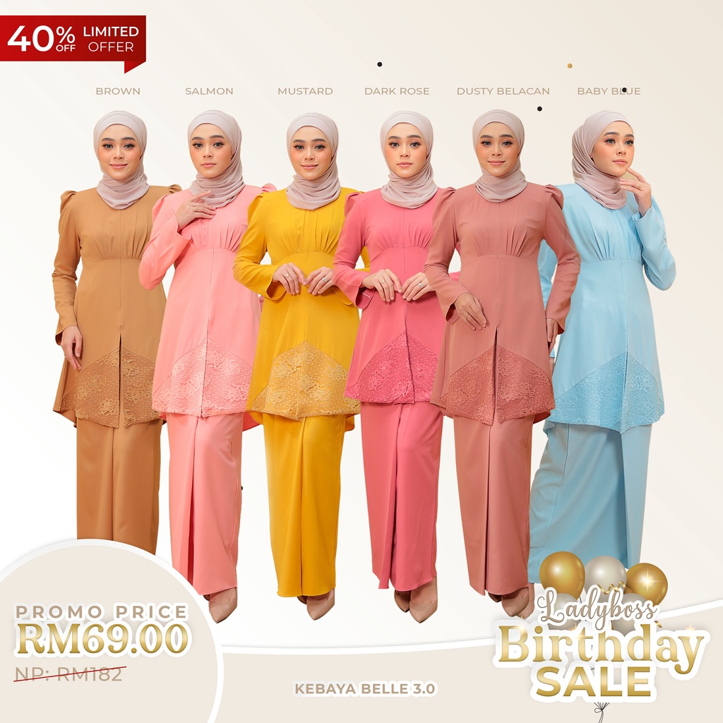 Baju Kurung Baju Kebaya Belle 3.0 Baju raya2022 | Shopee Malaysia