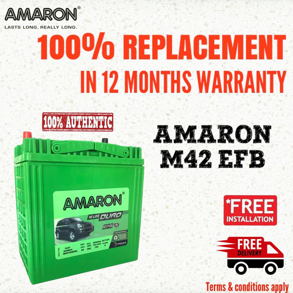 AMARON ONYX M42 | 60B20L (EFB) - Stop Start Car Battery | Bezza Advance, Myvi Eco-Idle, Nissan ...