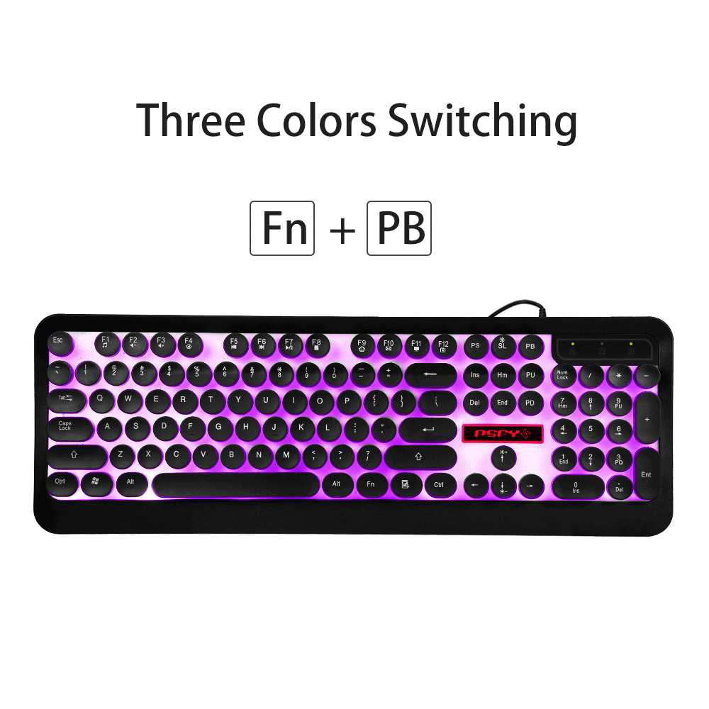 USB Wired Gaming Keyboard Steampunk Keyboard Backlit Retro Round Keycap ...