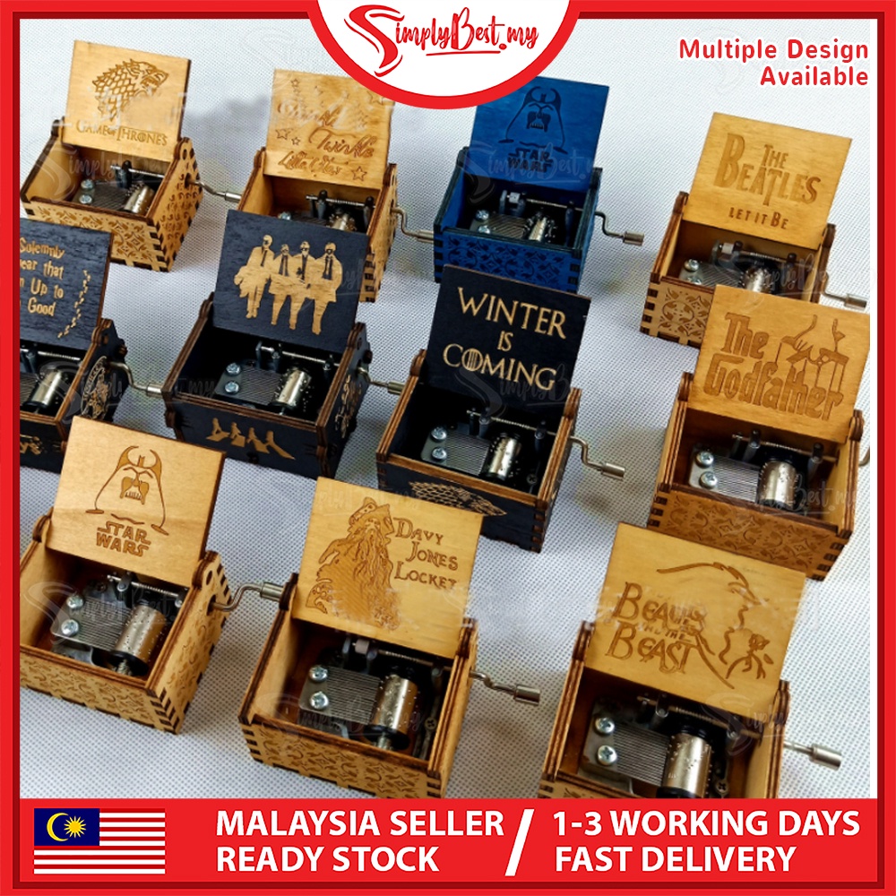 SIMPLYBEST Vintage Music Box Small Classic Hand Cranked Wood Musical ...