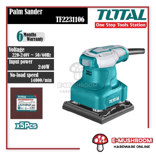 Total TF2231106 Palm Sander Machine 240W Sander Machine Sand Paper ...