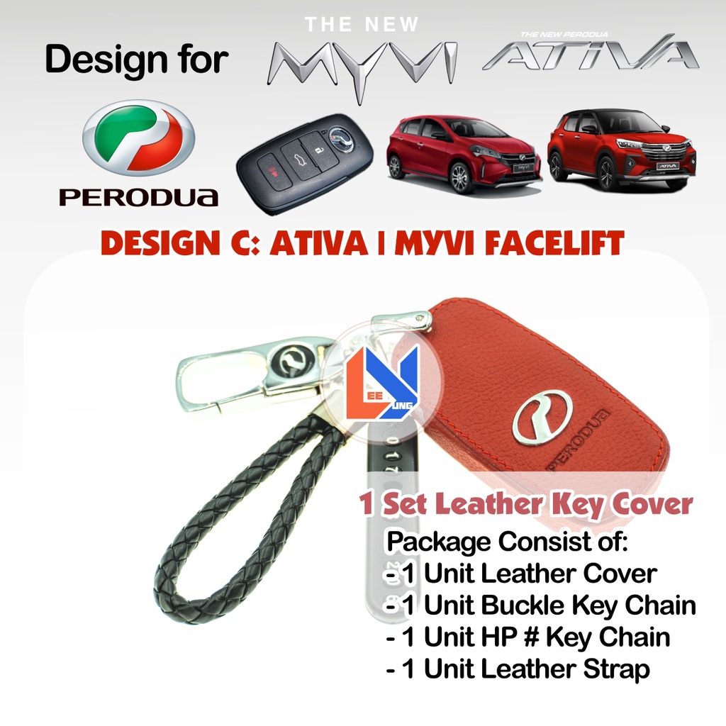 PERODUA MYVI FACELIFT ATIVA Genuine Leather Key Cover Facelift Key ...