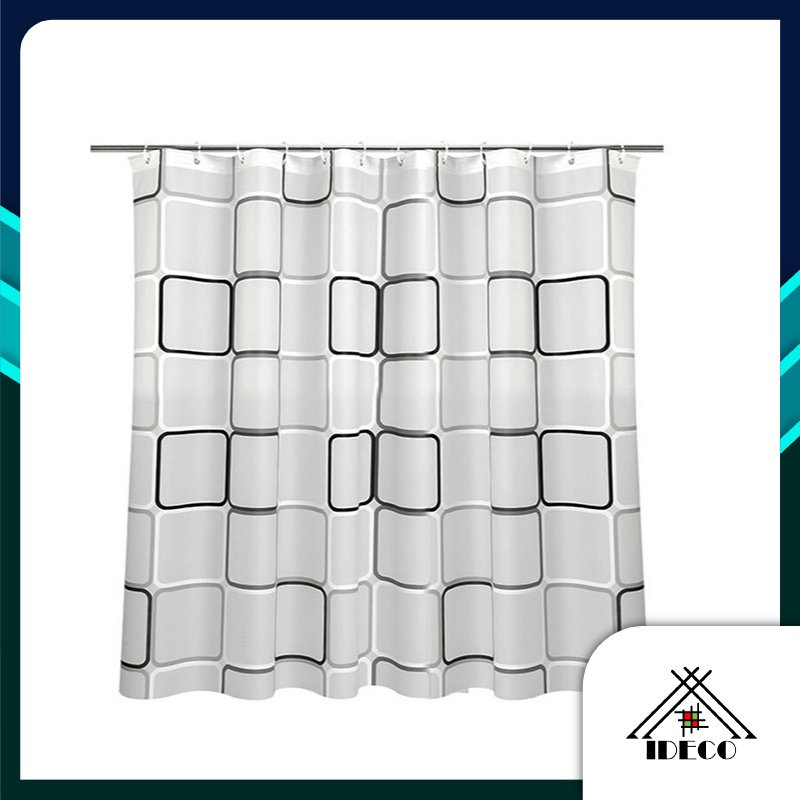 Ideco™ Printed Peva Waterproof Bathroom Shower Curtain Langsir Bilik