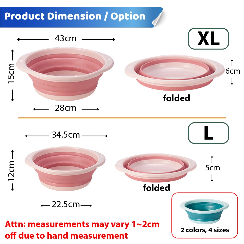 Borong365 Hangable Foldable Tub Wash Basin Bucket Pail Face Wah Camping ...