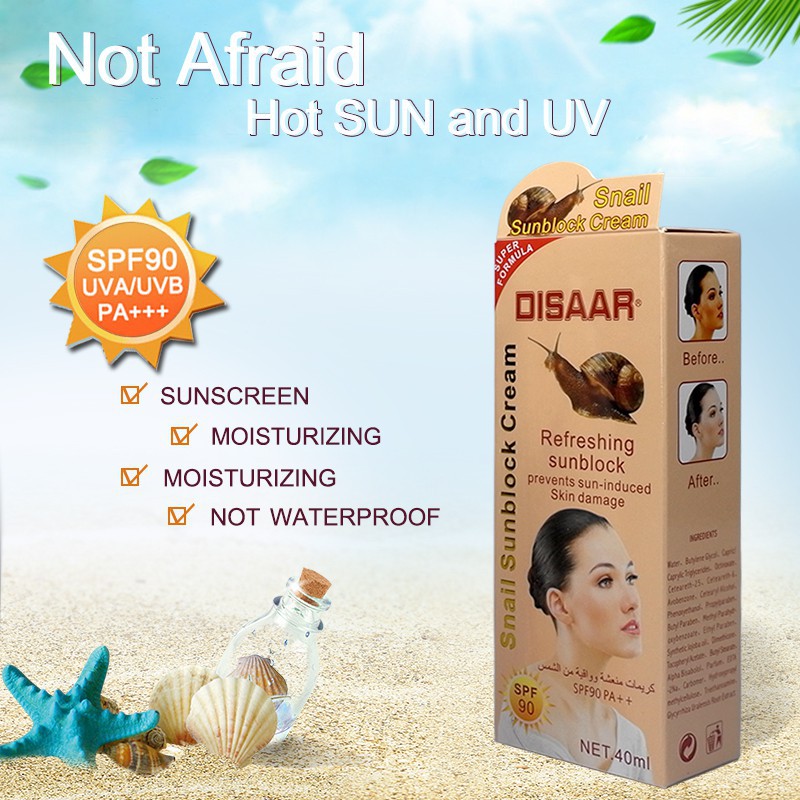 Snail Sunblock Cream SPF 90 Moisturizing Prevent Sun Damaged BB cream ...