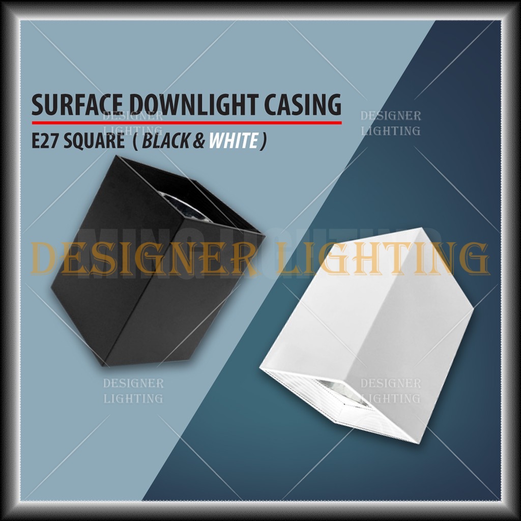 Milo Tin Lamp Square E27 SURFACE DOWNLIGHT SQUARE BLACK WHITE CASING ...