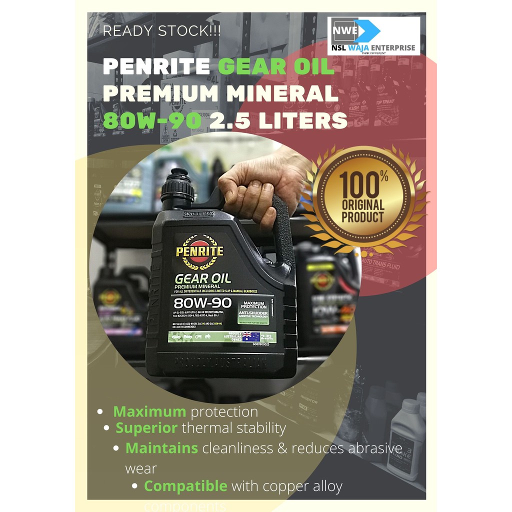 Penrite Gear Oil 80W90 Premium Mineral API GL5/GL6 2.5 Liters Minyak ...