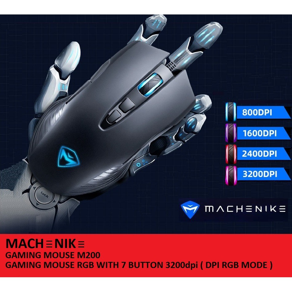 MACHENIKE M200 ERGONOMIC RGB BACKLIGHT GAMING MOUSE 7 BUTTON ...