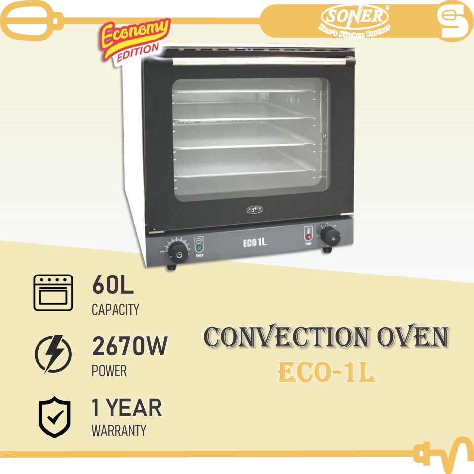 SONER Convection Oven ECO-1L (60L/2670w) Economy Edition Double Turbo ...