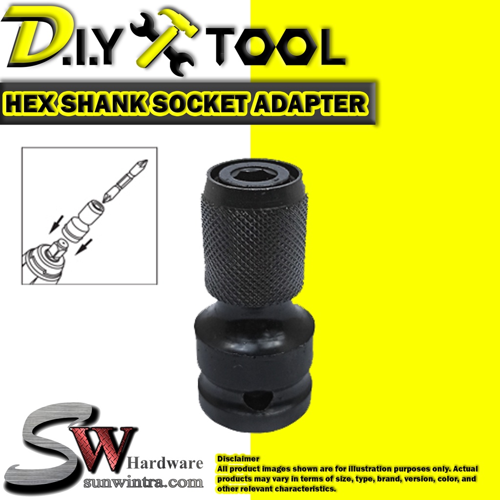 SW Hardware ½ Inch Square to ¼ Inch Hex Shank Socket Adapter Quick ...