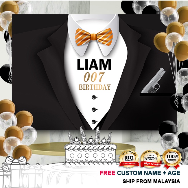 Birthday Banner / Birthday Backdrop / Hari Jadi - James Bond 007 / For ...