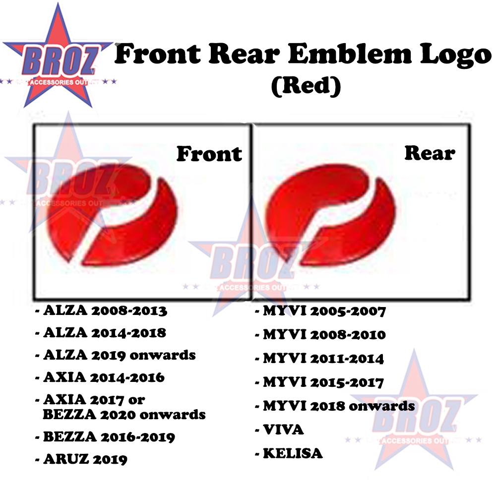 ALZA AXIA VIVA BEZZA KELISA MYVI ARUZ Red Front Rear Emblem Logo ...