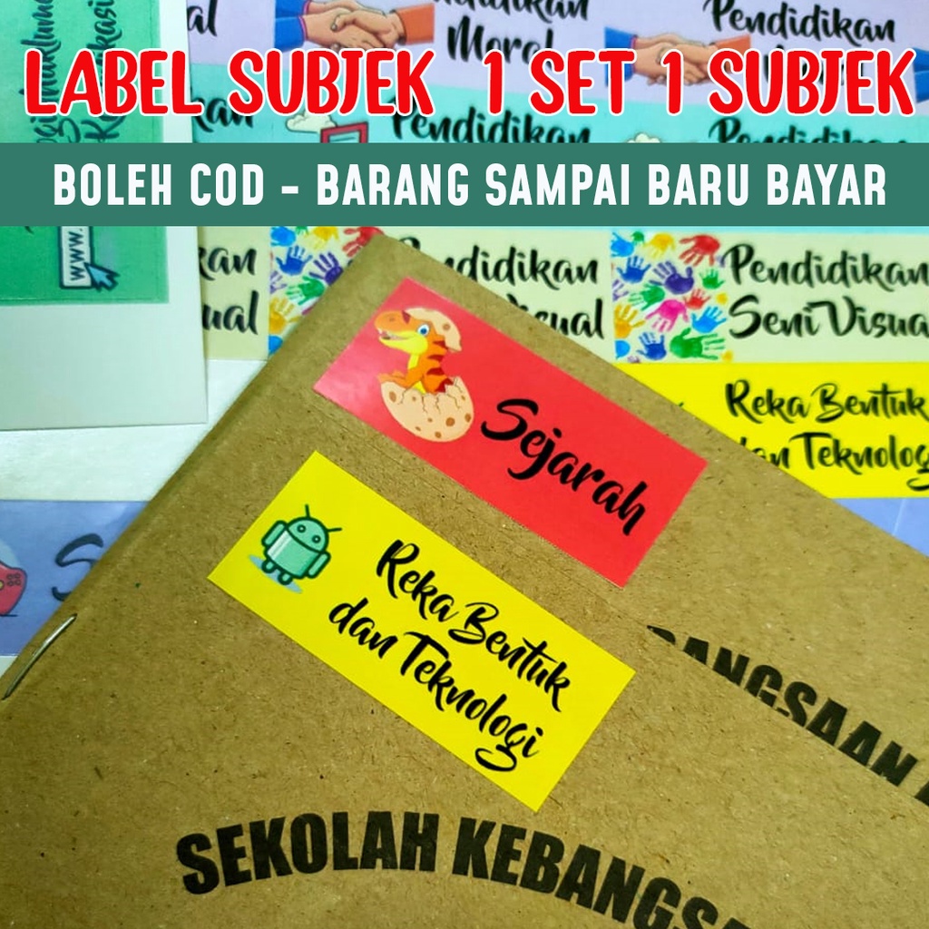 Sticker Subjek Berwarna Pilihan Subjek 4.5cm x 2cm 56pcs/set Readymade ...