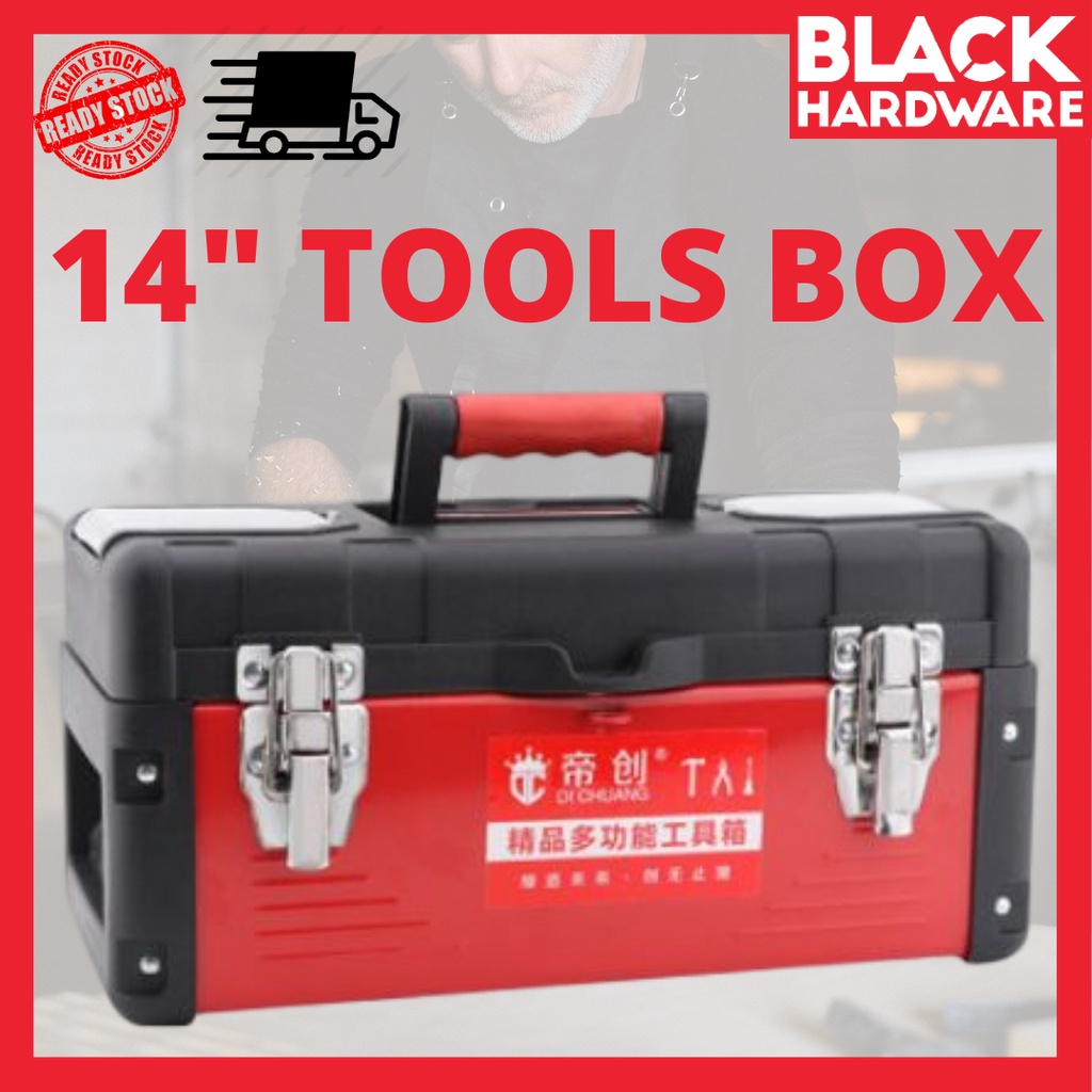BLACK HARDWARE Iron Tool Box Toolbox Set Spanar Automotive Fishing Heavi Duti Heavi Duti Kotak ...