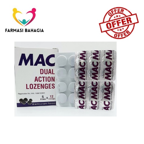 [ Exp 1/2026 ] MAC DUAL ACTION LOZENGES FOR SORE THROAT 12'S ( 1 Strip ...