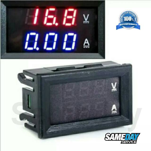 Voltmeter Ammeter Digital DC 0-100V 10A 2in1 Display With Cable ...