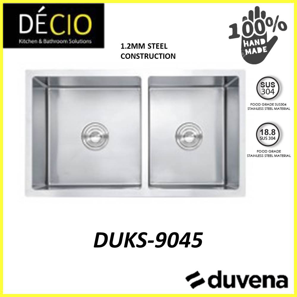 DUVENA HAND MADE UNDERMOUNT STAINLESS STEEL SINK DUKS-9045 | Shopee ...