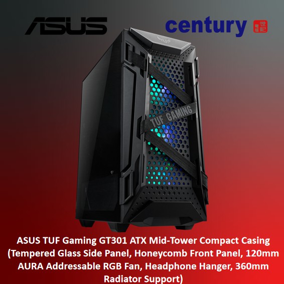 ASUS TUF Gaming GT301 ATX Mid-Tower Compact Casing W/Tempered Glass ...