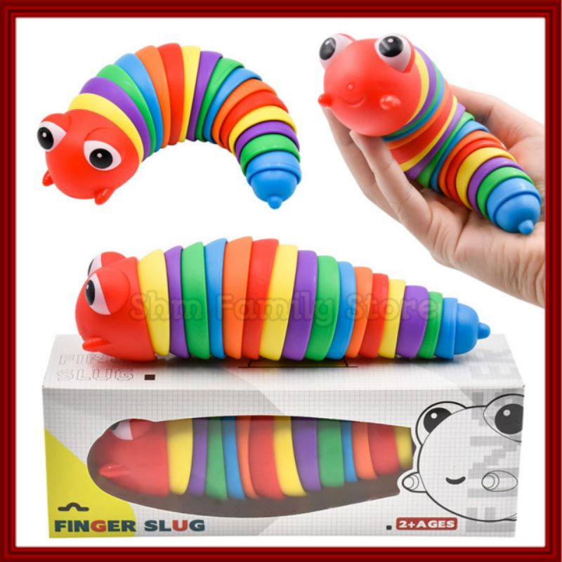 Sensory Toys Rainbow Twisting Caterpillar Fidget Slug Fingertip Stress ...