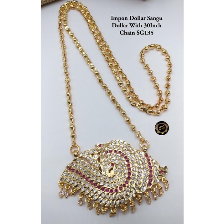 Indian-Big-sangu-paruppu-chain-30inch-gold-plated[not-916] | Shopee ...