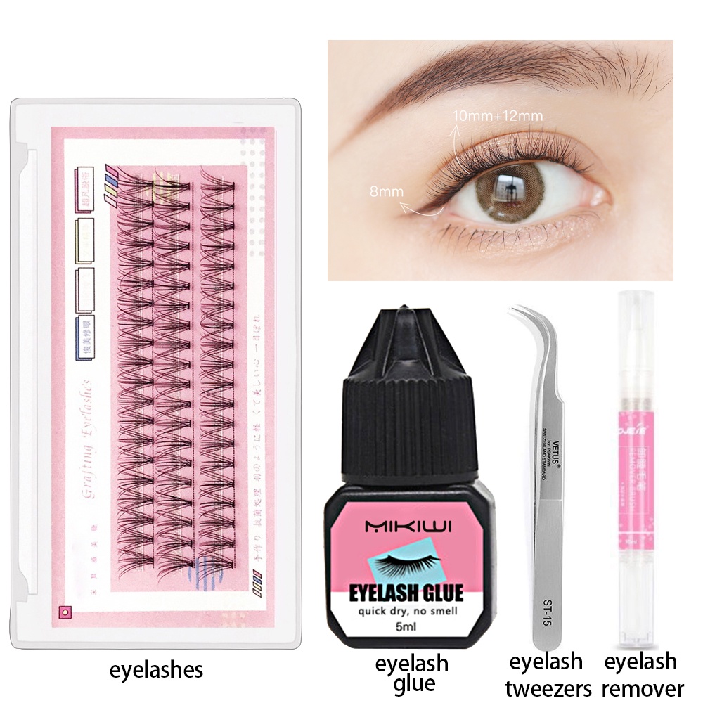 10D Natural Eyelashes Extension Set With Glue and Tweezers DIY Eyelash ...