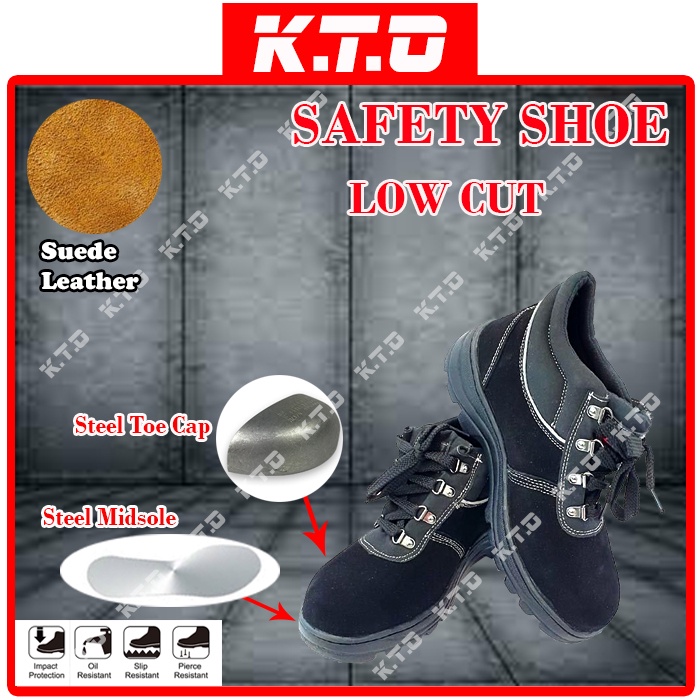Safety Shoes Steel Toe Cap Mid Sole Low Cut Safety Boots - 107 / Kasut Keselamatan / 鞋子 | Shopee ...