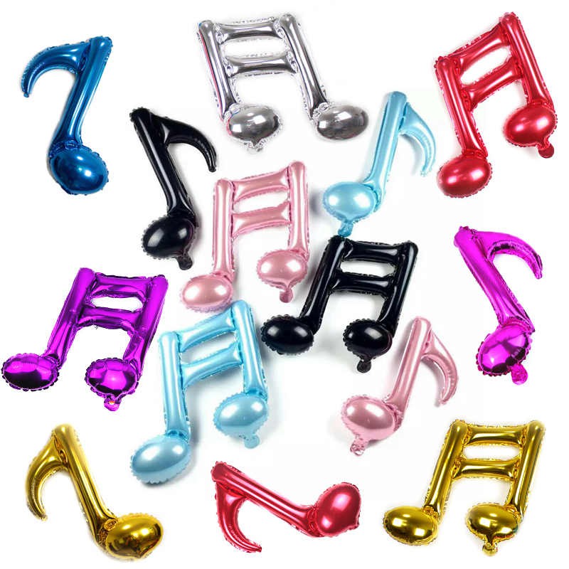 Music Notes Shape Single & Doubleb Aluminum Foil Balloon Happy Birthday ...