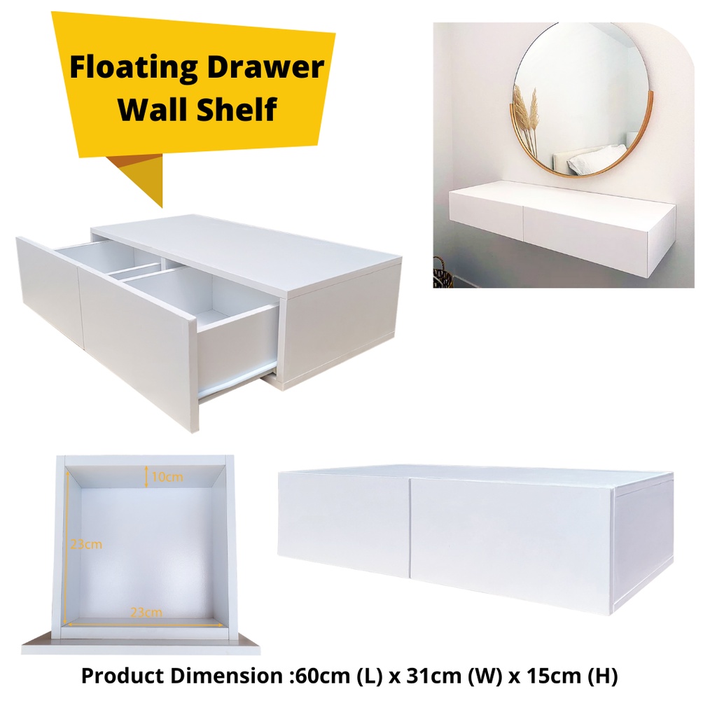 Floating Drawer White Minimalist 2in1 Drawer Makeup Storage Cabinet ...