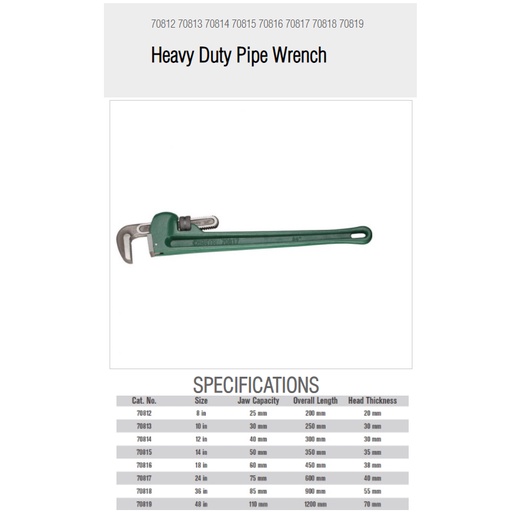 SATA 70816 7081 70818 70819 Heavy Duty Pipe Wrench 18" 24" 36" 48 ...