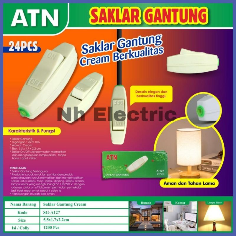 PUTIH Atn White On/Off Hanging Switch - Atn Small Hanging Switch - Atn ...