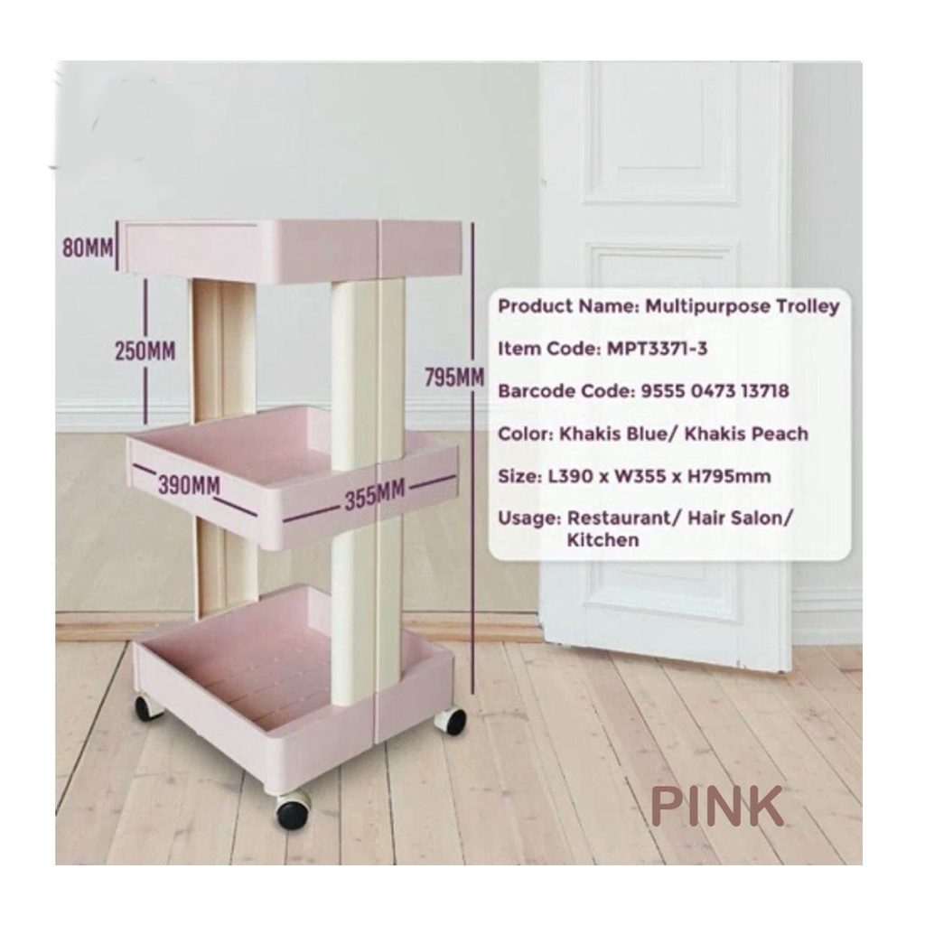 LAVA 3 Tier Multipurpose Trolley Rack With Wheel Trolley Home Office ...