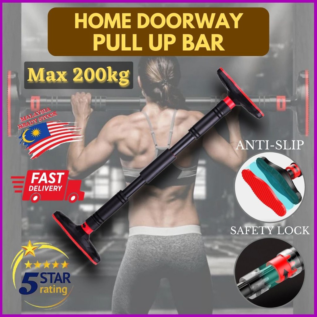 UPGRADEDDOORWAY Pull Up Bar 200KG SAFETY LOCKER Fitness Gym Dip ...