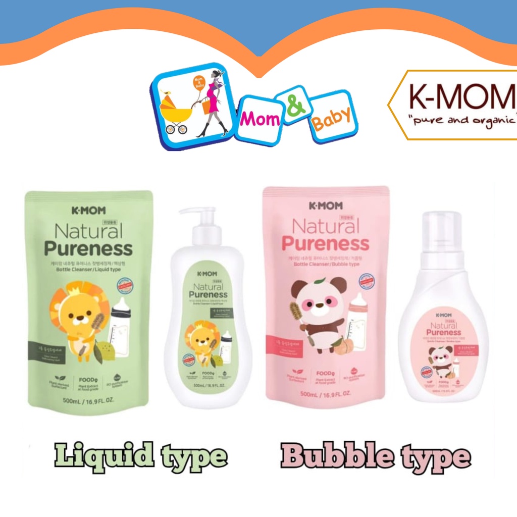 K-MOM KMOM Bottle Cleanser Refill/Bottle Liquid/Bubbles 500ml | Shopee ...