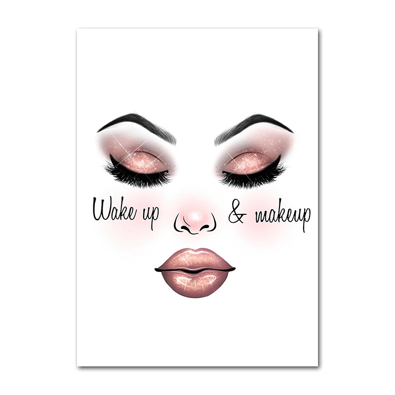 Girl Makeup Poster Eyebrow Eyelashes Nail Lipstick Manicure Beauty ...