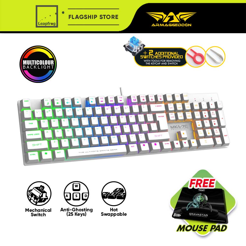 Armaggeddon MKA 7C Mechanical Keyboard | Hot-Swap | 104 Full Size ...
