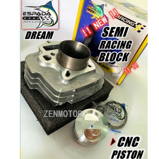 🔥 SEMI CNC BLOCK ESPADA DREAM 53MM BLOK DREAM WAVE100 EX5 BLOK RACING ...