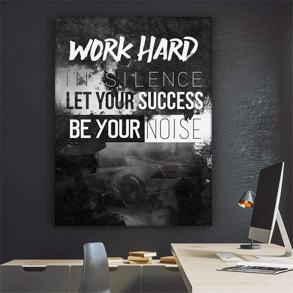 Success Quotes Wall Art Work Hard in Silence Poster Wall Decor Canvas ...