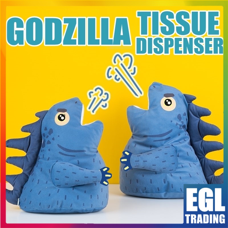 Cartoon Godzilla Monster Plush Toy Car Home Tissue Box Holder | Shopee ...