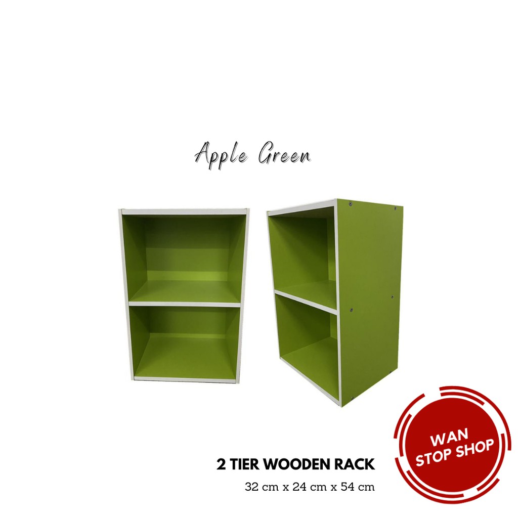 2 Tier Wooden Book Rack Wooden Rack Rak Kayu 2 Tingkat Rak Buku Kayu ...