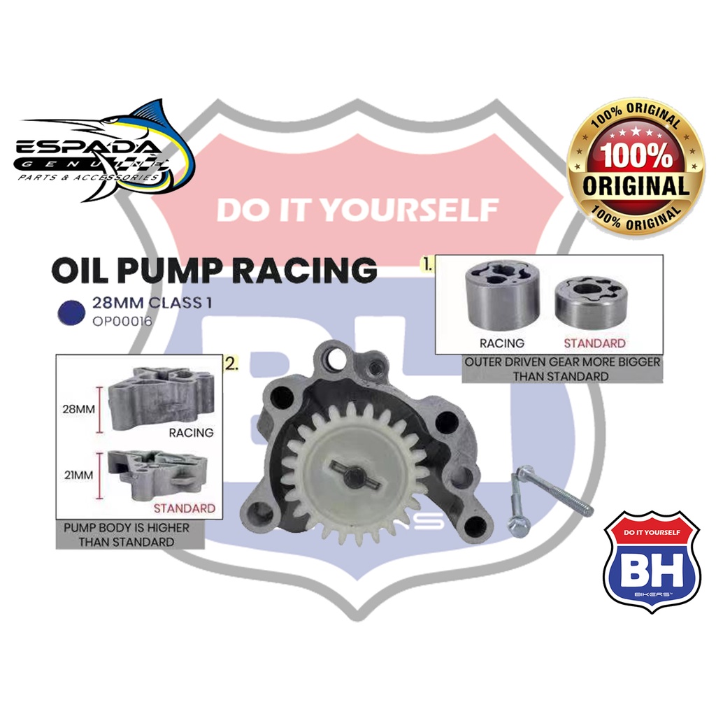 OIL PUMP RACING 28MM HONDA EX5 CLASS 1 100% ORIGINAL ESPADA | Shopee ...