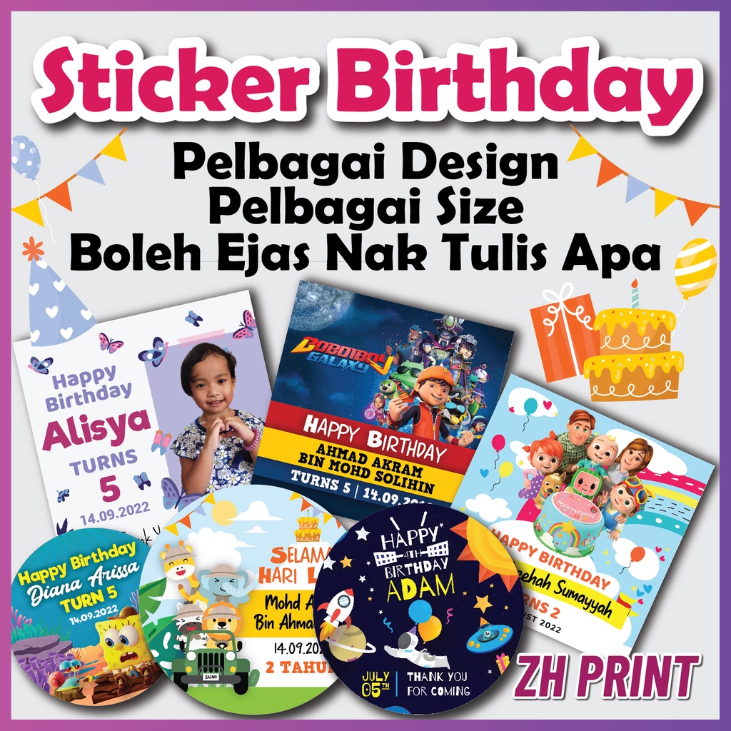 50pcs/100pcs Sticker Label Birthday Doorgift | Doorgift Bag Sticker ...