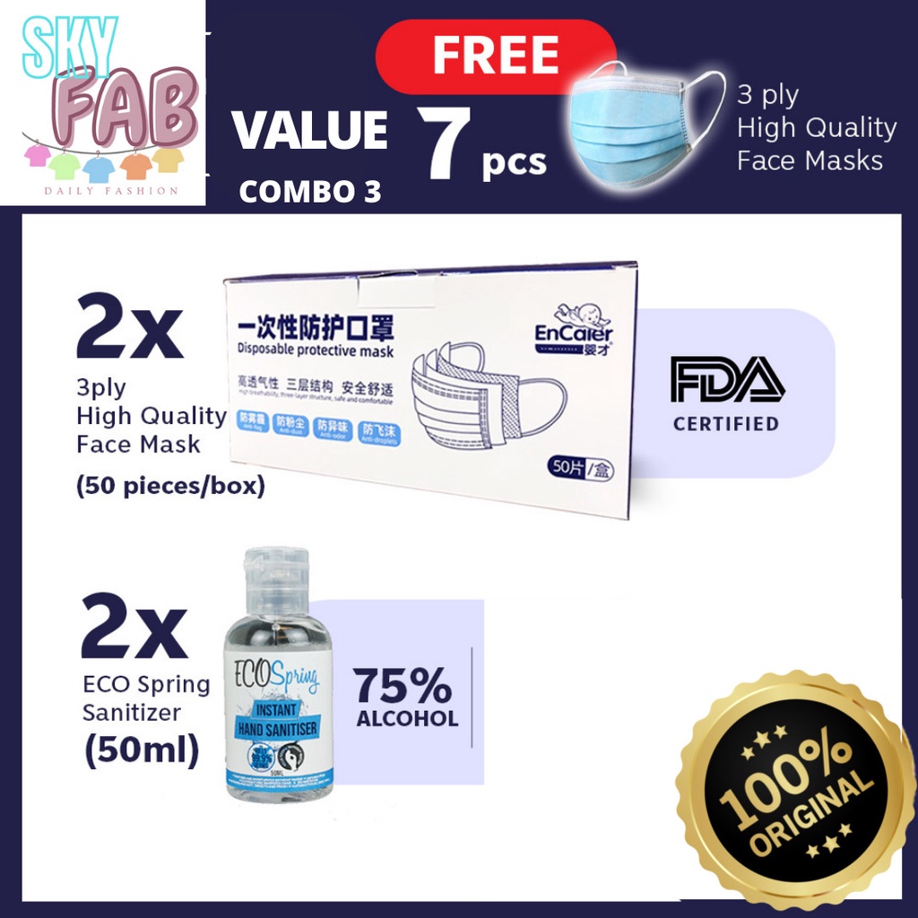SKYFAB ECOSPRING pencuci tangan/ hand sanitiser + ENCAIER pelitup muka ...