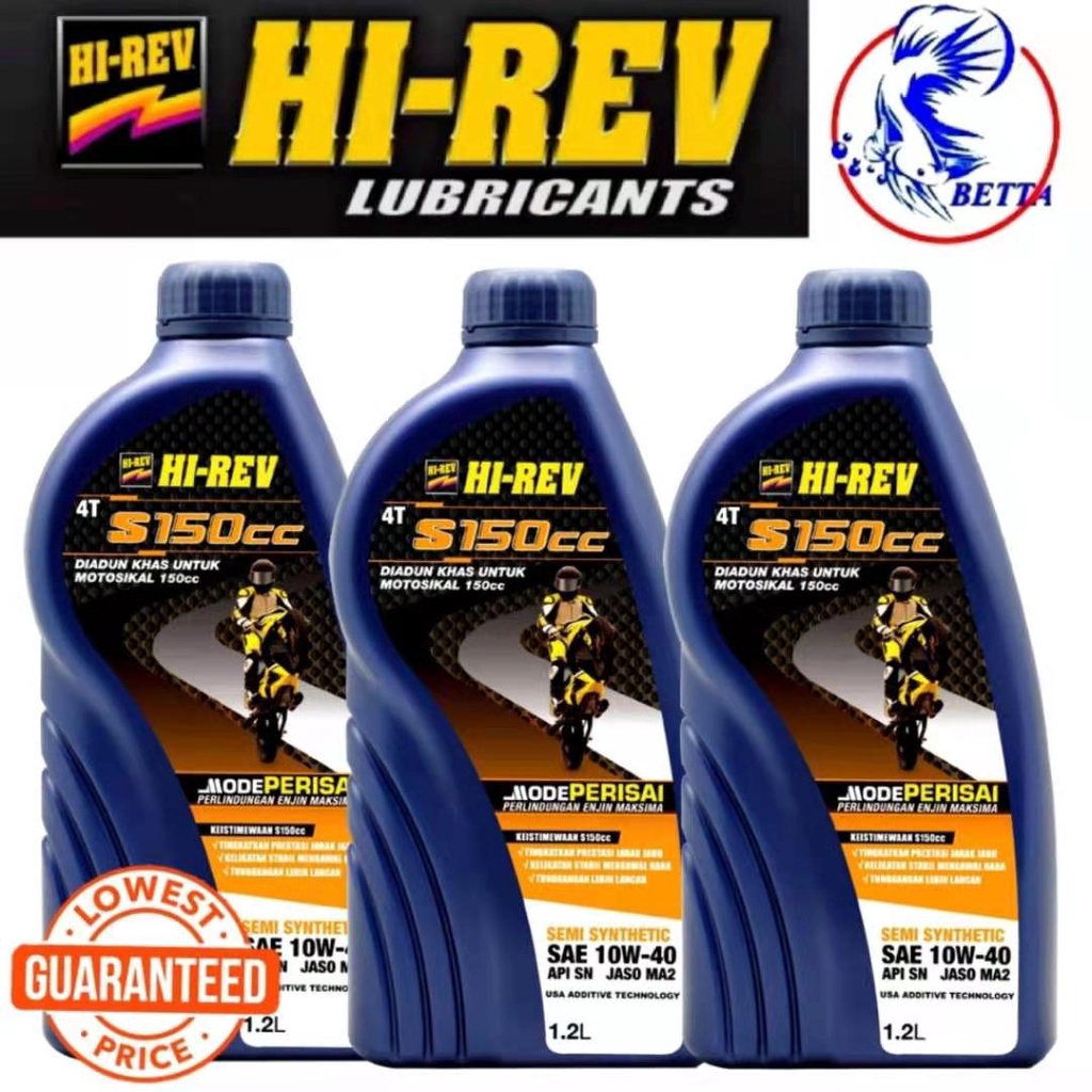 HI-REV Semi 4T S150CC SAE 10W-40 ENGINE OIL 4T MINYAK HITAM HIREV ORIGINAL MODE PERISAI API SN ...
