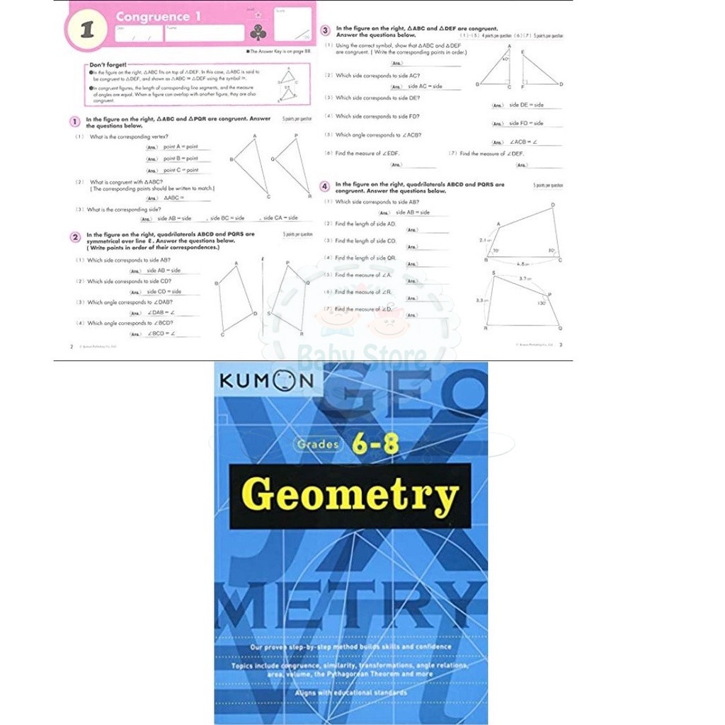 Kumon Intro to Geometry/Algebra/Word problems (Grade 6 -8 ) | Shopee ...