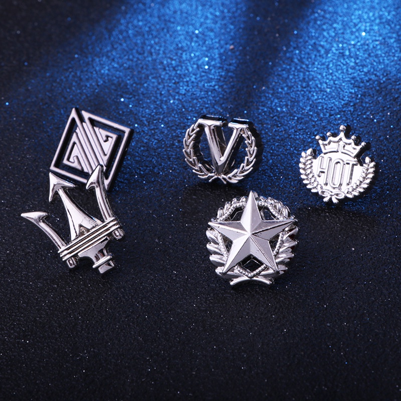 Hot Sell Korean Personality Mini Pin Trident Five Pointed Star Men's ...