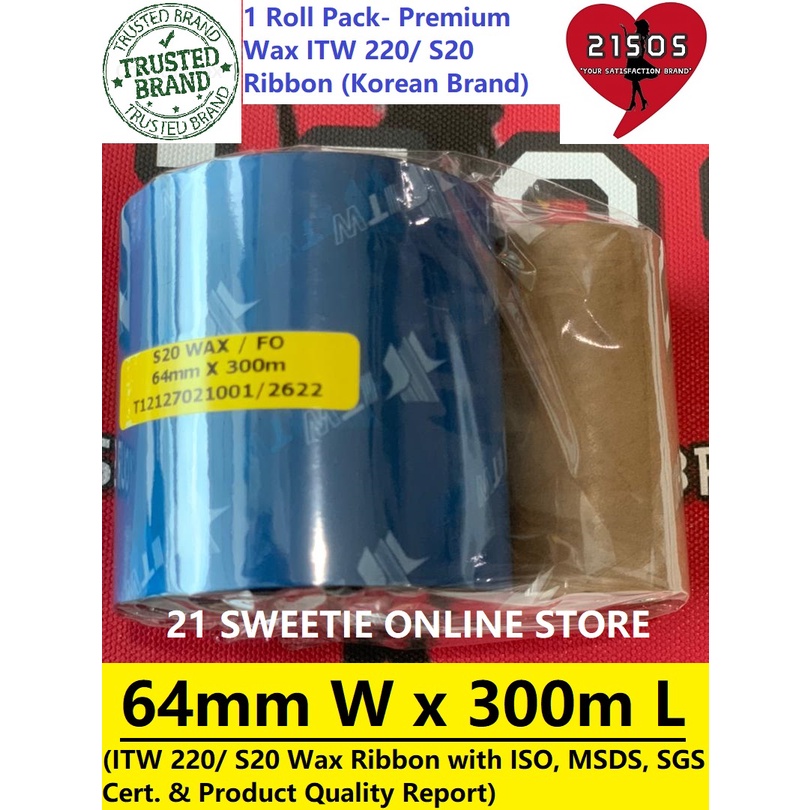 [ALL WAX] Premium ITW B220 S20 Wax Ribbon Combined Sizes Thermal ...