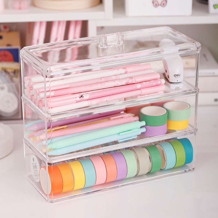 Stationary Organizer Storage Box Divider Home Office Desk Multi Layer ...